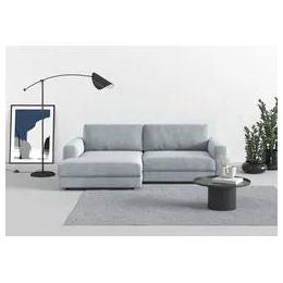 Ecksofa Trendmanufaktur "Bourbon, Designsofa mit tollem Sitzkomfort, L-Form" Sofas Gr. B/H/T: 250 cm x 84 cm x 176 cm, Breitcord, mega-Recamiere links, XXL ohne Sitztiefenverstellung, grau extra tiefe Sitzfläche, wahlweise mit Sitztiefenverstellung