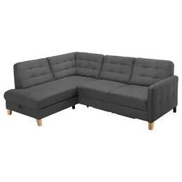 Ecksofa exxpo - SOFA FASHION "Elio, kompakt und komfortabel, bequem, zeitloses Design, L-Form" Sofas Gr. B/H/T: 228cm x 84cm x 174cm, NaturLEDER, Ottomane links, ohne Bettfunktion und Bettkasten, blau (mystik) wahlweise mit Bettfunktion und Bettkasten