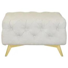 Polsterhocker LEONIQUE "Amaury" Hocker Gr. B/H/T: 80cm x 45cm x 80cm, Struktur, Füße goldfarben, beige Chesterfield-Optik, Breite 80cm, Fußfarbe wählbar