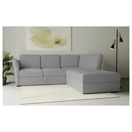 Ecksofa Home Affaire "Lavars, L-Form, Schlafsofa" Sofas Gr. B/H/T: 241 cm x 90 cm x 226 cm, Webstoff, Ottomane rechts, grau (warm grey) mit Bettfunktion und Stauraum, in zwei verschiedenen Bezugsqualitäten