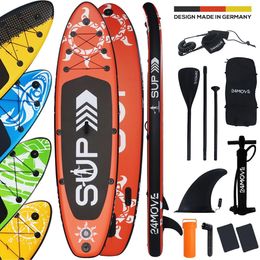 TroniTechnik 24MOVE® Standup Paddle Board SUP, inkl. Zubehör, Paddel und Hochdruckpumpe, ROT, 320x80x15cm