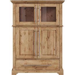 Highboard Home Affaire "Meliss" Sideboards Gr. B/H/T: 94 cm x 133 cm x 39 cm, 1, beige (natur) Breite 94 cm, 4-türig, mit Schublade, Kiefer massiv, FSC