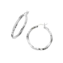 Paar Creolen Firetti "Schmuck Geschenk Silber 925 Basic diamantiert" Ohrringe Gr. 25, Silber 925 (Sterlingsilber), silberfarben Damen