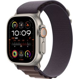 Smartwatch Apple "Watch Ultra 2 Titanium" Smartwatches Gr. 49 mm, Cellular, L, Alpine Loop, grau (titan) Ocean Band