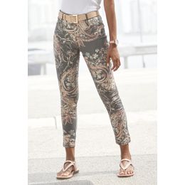 7/8-Jeggings Lascana Gr. 38, N-Gr, bunt (schwarz, bedruckt) Damen Hosen mit Paisleyprint, schmale Passform, Super-Stretch-Qualität