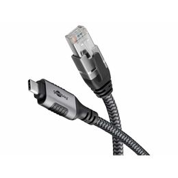 goobay Ethernet-Kabel CAT6 USB-C 3.1 auf RJ45, 1m, schwarz/silber