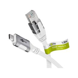 goobay Ethernet-Kabel CAT6 USB-C 3.1 auf RJ45, 1m, wei&szlig;