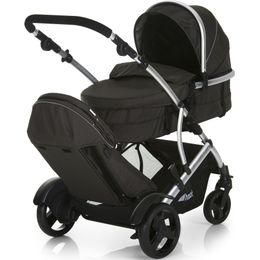 Geschwisterwagen hauck "Duett 2 black" schwarz (black) Baby Kinderwagen mit Regenschutz,