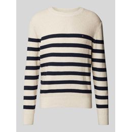 Tommy Hilfiger Strickpullover mit Label-Stitching und Rundhalsausschnitt