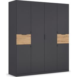 Drehtürenschrank Rauch "Kleiderschrank Schrank Garderobe Wäscheschrank TICAO mit 2 Schubladen" Schränke Gr. B/H/T: 181 cm x 210 cm x 54 cm, 6 St., grau (graumetallic, eiche artisan) die in der Höhe variabel positioniert werden können MADE IN GERMANY