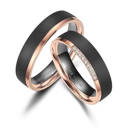 Verlobungsring MARRYA "BLACK TITANIUM by MARRYA" Fingerringe Gr. 48, Titan, rosegold (herren ring, schwarz, rosé gold) Damen