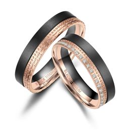 Trauring MARRYA "BLACK TITANIUM by MARRYA" Fingerringe Gr. 48, Titan, rosegold (herren ring, schwarz, rosé gold) Damen