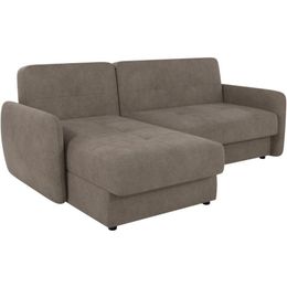 Modernes Ecksofa David mit Schlaffunktion, Dunkelbeige Mikrofaser