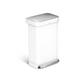 simplehuman 45L rechteckiger Behälter mit Liner-Tasche, weiß