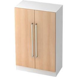 Aktenschrank TARVIS, mit Griff ohne Schloss, 3 Ordnerhöhen, B 800 x T 420 x H 1270 mm, weiß/Eiche-Dekor