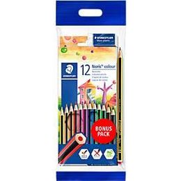 Buntstifte Staedtler Noris® colour 185, HB, 6-Kant, rutschfest & bruchfest, nachhaltiges & PEFC®-zertifiziertes WOPEX-Material, farbsortiert, 12 Stück