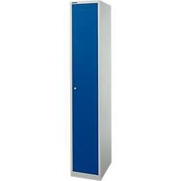 Schäfer Shop Schäfer Shop Select Garderobenschrank, 1 Abteil B 350 mm, 2 Fächer, Hutboden & Kleiderstange, abschließbar, lichtgrau/enzianblau