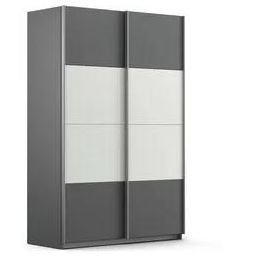 Schwebetürenschrank Rauch "Quadra Bestseller Schlafzimmerschrank in vielen Breiten" Schränke Gr. B/H/T: 136 cm x 210 cm x 62 cm, 2 St., grau (grau metallic, weißglas) Kleiderschrank Garderobenschrank Schrank mit Glaselementen