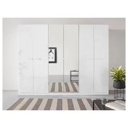 Drehtürenschrank Rauch "Kleiderschrank Schrank Garderobe TOPSELLER OTELI inkl. Inneneinteilung" Schränke Gr. B/H/T: 270cm x 210cm x 54cm, Mit Spiegel, weiß (weiß/hochglanz weiß) mit 3 Innenschubladen extra Böden optional Spiegel MADE IN GERMANY