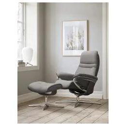 Relaxsessel stressless "Sunrise" Sessel Gr. Struktur fein JASMINE, Cross Base Wenge, Relaxfunktion-Drehfunktion-PlusTMSystem-Gleitsystem-BalanceAdaptTM, B/H/T: 79cm x 103cm x 73cm, grau (grey jasmine) mit Cross Base, Größe S, M & L, Holzakzent Wenge