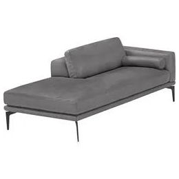 Ottomane Egoitaliano "Masu, Design trifft super Sitzkomfort, mit toller Detailverarbeitung" Sofas Gr. B/H/T: 182cm x 95cm x 97cm, Leder BACIO, Armlehne rechts, grau (zinn) Rückenkissen und Armteilrolle für mehr Komfort, mit Metallfüßen