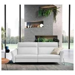 2-Sitzer Egoitaliano "Gaia, modern, elegant und super komfortabel mit hoher Rückenlehne" Sofas Gr. B/H/T: 220cm x 96cm x 93cm, Leder CAREZZA, weiß erstklassiger Sitzkomfort, Inkl. 2 Relaxfunktionen, mit Designfuß