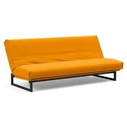 Schlafsofa INNOVATION LIVING TM "Fraction Dauerschlaffunktion, schlicht und elegant, Industriedesign" Sofas Gr. B/H/T: 200cm x 82cm x 95cm, Polyester, gelb (burned curry) bequem, Rückenlehne 3-fach verstellbar