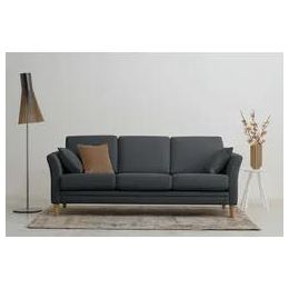 3-Sitzer Home Affaire "Arellano, Breite 217 cm" Sofas Gr. B/H/T: 217cm x 87cm x 86cm, Webstoff fein, grau (anthrazit) klassisches Design, 2 Zierkissen inklusive, Webstoff fein