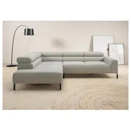 Ecksofa Places of Style "Antonelli, L-Form, incl. Kopfteilverstellung, Breite 276 cm" Sofas Gr. B/H/T: 276cm x 71cm x 219cm, Cord, Recamiere links, ohne Sitztiefenverstellung, grau (hellgrau) wahlweise elektrische Sitztiefenverstellung