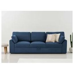 3-Sitzer Home Affaire "Citry Schlafsofa" Sofas Gr. B/H/T: 233cm x 88cm x 86cm, Chenille, blau (dunkelblau) Breite 233 cm, Chenille, mit Bettfunktion, Liegefläche 144x190 cm