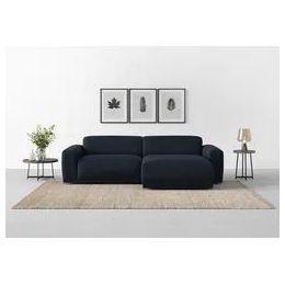 Ecksofa Trendmanufaktur "Braga, mit hochwertigem Kaltschaum, L-Form, in Cord erhältlich" Sofas Gr. B/H/T: 255cm x 72cm x 160cm, Struktur LORD, Recamiere rechts, blau (nachtblau) modernes Sofa, Couch mit hohem Sitzkomfort, 25572160 cm (BHT)