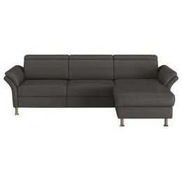 Ecksofa Home Affaire "Calypso L-Form" Sofas Gr. B/H/T: 260cm x 85cm x 172cm, Luxus-Microfaser, Recamiere rechts, mit Kopfteilverstellung-mit Armteilfunktion-ohne Bettfunktion-ohne Bettkasten-mit Relaxfunktion im Sofa 2,5- Sitzer-mit Relaxfunktion in der Recamiere, grau (anthrazit) mit motorischen Funktionen im Sofa und Recamiere