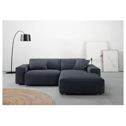 Ecksofa Andas "Glimminge L-Form auch in Breitcord, Feincord + Easy care-Bezug" Sofas Gr. B/H/T: 234cm x 71cm x 191cm, Easy care, Ottomane rechts, blau (dunkelblau) Breite 234, Zierkissen