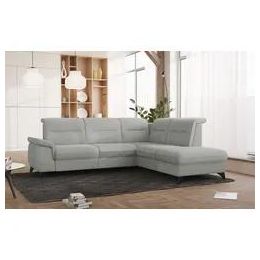 Sit & More Ecksofa SIT & MORE "Astoria L-Form" Sofas Gr. B/H/T: 256cm x 91cm x 225cm, Flachgewebe, Ottomane rechts, mit Kopfteilverstellung-mit Armlehnfunktion-mit Relaxfunktion motorisch im Sofa 2,5-sitzig, grau (hellgrau) wahlweise mit motorischer Relaxfunktion