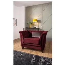 Chesterfield-Sessel Home Affaire "Dover Sessel" Sessel Gr. Samtoptik, B/H/T: 116 cm x 75 cm x 82 cm, rot (bordeaux) passend zur "Dover"-Serie mit Knopfheftung und losem Sitzkissen