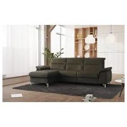 Sit & More Ecksofa SIT & MORE "Astoria L-Form" Sofas Gr. B/H/T: 260cm x 91cm x 175cm, Luxus-Microfaser in Lederoptik, Recamiere links, mit Kopfteilverstellung-mit Armlehnfunktion-ohne Relaxfunktion motorisch im Sofa 2,5-sitzig-ohne Relaxfunktion motorisch in Recamiere, grün (oliv) wahlweise mit motorischer Relaxfunktion