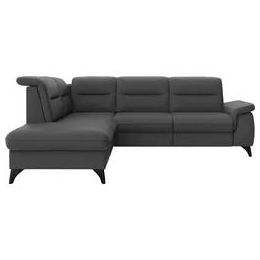 Sit & More Ecksofa SIT & MORE "Astoria L-Form" Sofas Gr. B/H/T: 256cm x 91cm x 225cm, Luxus-Microfaser in Lederoptik, Ottomane links, ohne Kopfteilverstellung-ohne Armlehnfunktion-ohne Relaxfunktion motorisch im Sofa 2,5-sitzig, grau (anthrazit) wahlweise mit motorischer Relaxfunktion