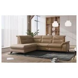 Sit & More Ecksofa SIT & MORE "Astoria L-Form" Sofas Gr. B/H/T: 256cm x 91cm x 225cm, Luxus-Microfaser ALTARA NUBUCK, Ottomane links, ohne Kopfteilverstellung-ohne Armlehnfunktion-ohne Relaxfunktion motorisch im Sofa 2,5-sitzig, braun (macciato) wahlweise mit motorischer Relaxfunktion