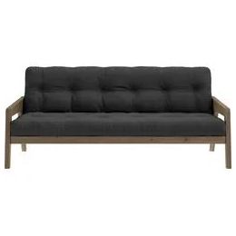 Schlafsofa KARUP DESIGN Sofas Gr. B/H/T: 204cm x 40cm x 90cm, Gestell: Carob Brown, grau (dunkelgrau) Mit Holzstruktur, inkl. Futonmatratze, Liegefläche 130x190 cm