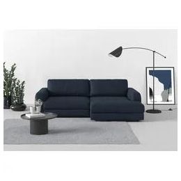 Ecksofa Trendmanufaktur "Bourbon" Sofas Gr. B/H/T: 250 cm x 84 cm x 176 cm, Struktur, mega-Recamiere rechts, blau (nachtblau) mit extra hohem Sitzkomfort, auch in Cord erhältlich