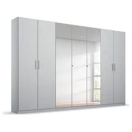 Drehtürenschrank Rauch "Koluna" Schränke Gr. B/H/T: 315cm x 210cm x 54cm, 7 St., grau (seidengrau) mit Spiegel, inkl. 2 Innenschubladen sowie extra Böden