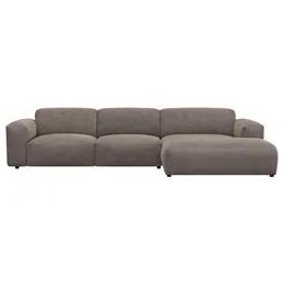 Ecksofa FLEXLUX "Lucera bequem und komfortabel durch hochwertigen Sitzaufbau, L-Form" Sofas Gr. B/H/T: 319cm x 73cm x 171cm, Struktur, Chaiselongue rechts, braun (taupe brown) modern & anschmiegsam, Kaltschaum, Stahl-Wellenunterfederung