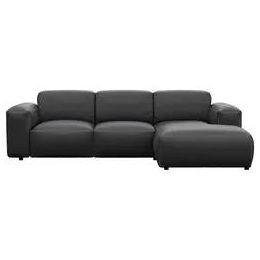 Ecksofa FLEXLUX "Lucera Chaislongue rechts oder links" Sofas Gr. B/H/T: 251cm x 73cm x 171cm, Echtleder, Chaiselongue rechts, schwarz (deep black) modern & anschmiegsam, Kaltschaum, Stahl-Wellenunterfederung