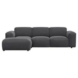 Ecksofa FLEXLUX "Lucera Chaislongue rechts oder links" Sofas Gr. B/H/T: 251cm x 73cm x 171cm, Chenille, Chaiselongue links, grau (dervit grau) modern & anschmiegsam, Kaltschaum, Stahl-Wellenunterfederung