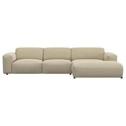 Ecksofa FLEXLUX "Lucera bequem und komfortabel durch hochwertigen Sitzaufbau, L-Form" Sofas Gr. B/H/T: 319cm x 73cm x 171cm, Chenille, Chaiselongue rechts, beige (sandy beige) modern & anschmiegsam, Kaltschaum, Stahl-Wellenunterfederung