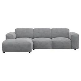 Ecksofa FLEXLUX "Lucera Chaislongue rechts oder links" Sofas Gr. B/H/T: 251cm x 73cm x 171cm, Struktur, Chaiselongue links, grau (soft grau) modern & anschmiegsam, Kaltschaum, Stahl-Wellenunterfederung