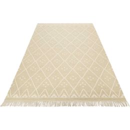 Teppich GREEN LOOOP "Vermont GL-82101" Teppiche Gr. B/L: 80 cm x 300 cm, 5 mm, 1 St., beige (beige, creme) handgewebter Naturfaserteppich aus Wolle