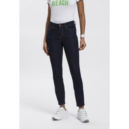 Slim-fit-Jeans Kangaroos "CROPPED HIGH WAIST SLIM FIT" Gr. 32, N-Gr, blau (rinsed) Damen Jeans NEUE KOLLEKTION