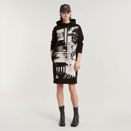 G-Star Raw Scene Graphic Hoodie Kleid - Schwarz - Damen