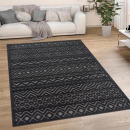 Teppich Paco Home "Livorno 673" Teppiche Gr. B/L: 200 cm x 280 cm, 14 mm, 1 St., grau (anthrazit) Uni-Farben, Scandi, Rauten Muster, Hoch-Tief Effekt, Outdoor geeignet